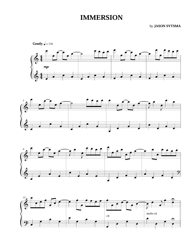 "Immersion" Sheet Music – Syts