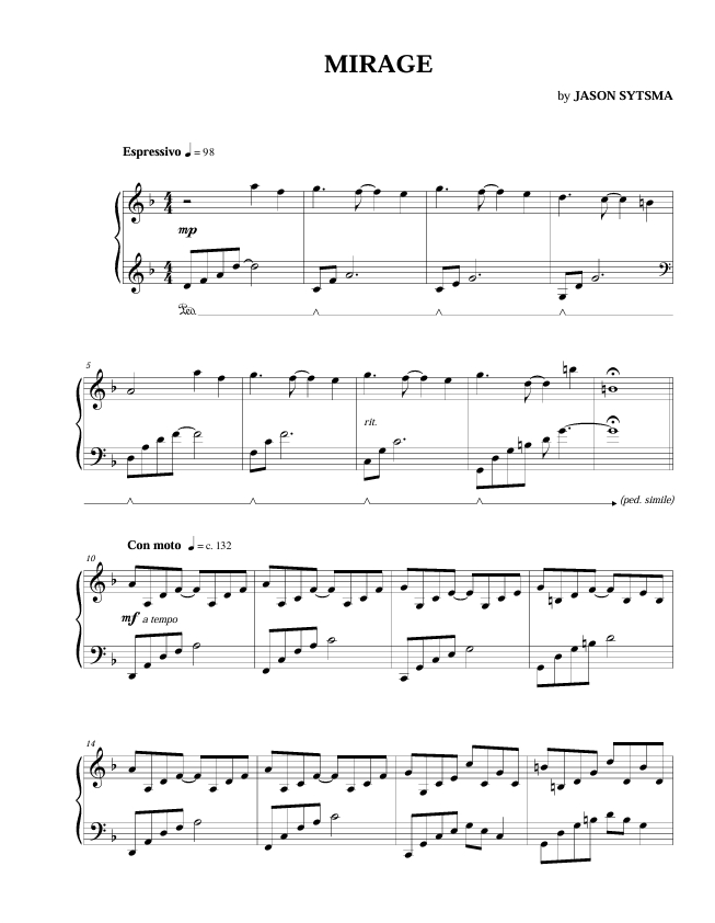 "Mirage" Sheet Music – Syts
