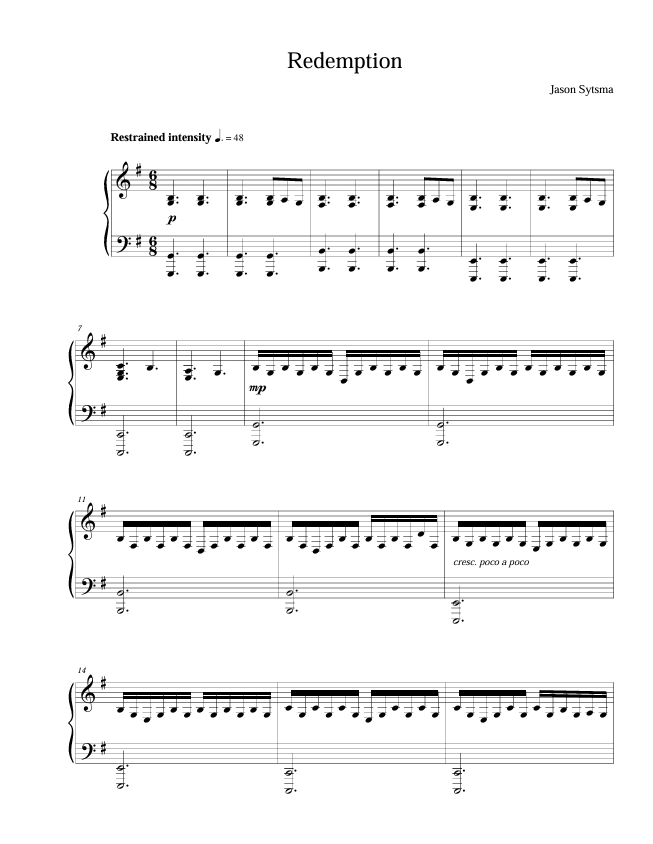 "Redemption" Sheet Music – Syts